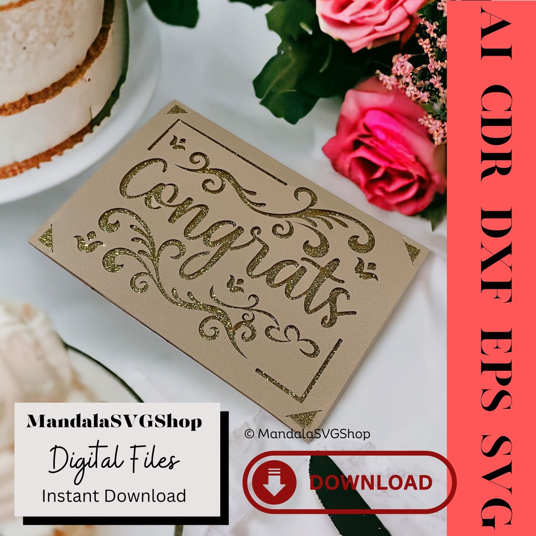 Congrats Card SVG Instant Download File - Perfect for Bridal, Baby ...