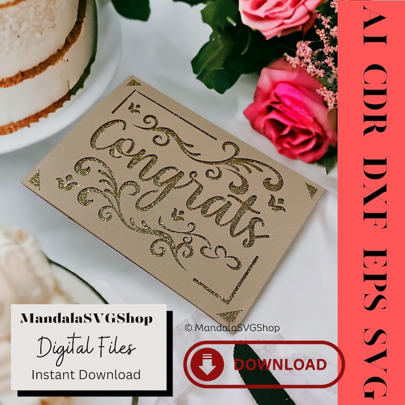 Congrats Card SVG Instant Download File - Perfect for Bridal, Baby ...