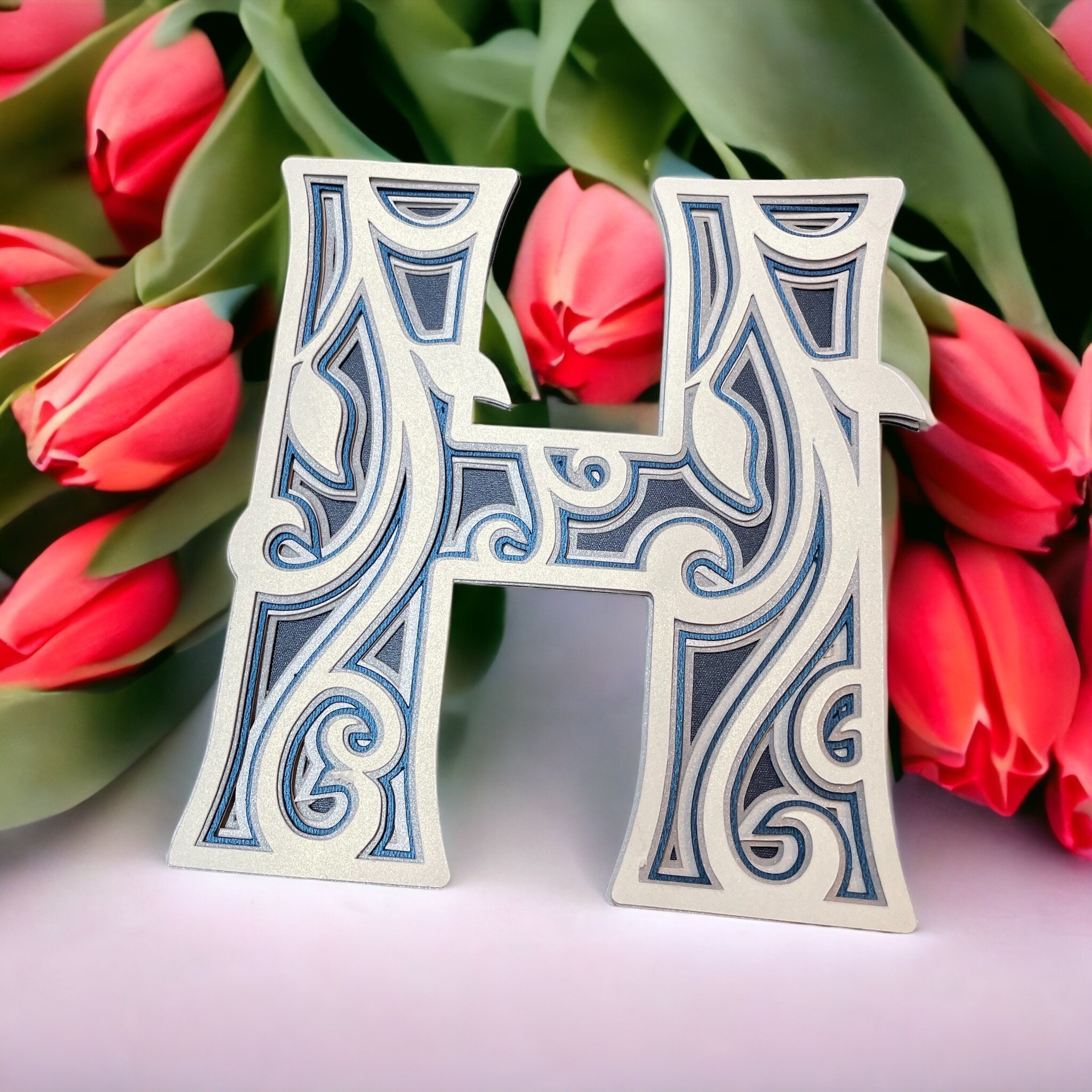 Monogram 6 Layered Letter H SVG File. Other Formats Inlcluded Are AI ...