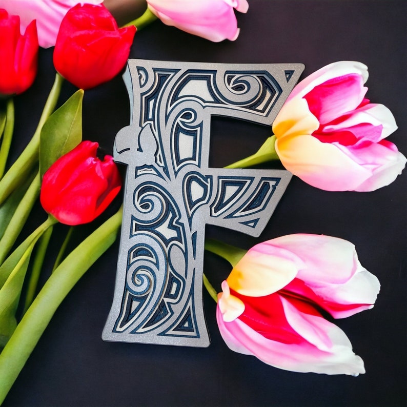 Monogram Layered SVG Letter F Personalize Crafting F File for CNC or ...