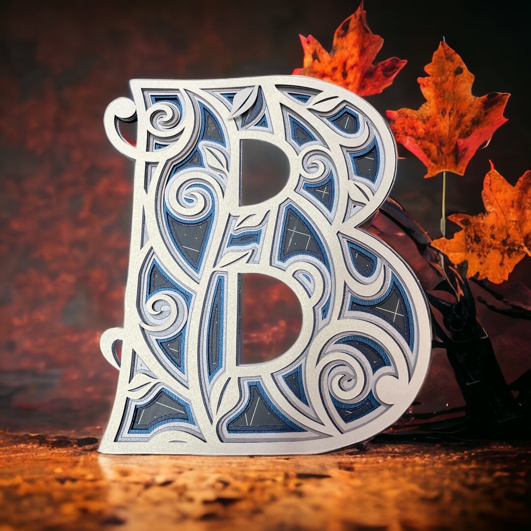 B Monogram SVG Letter B Layered for Cricut Instant Download Silhouette ...