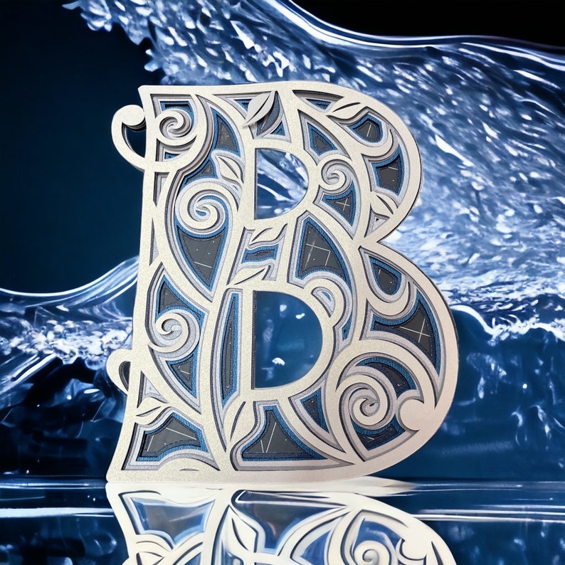 B Monogram SVG Letter B Layered for Cricut Instant Download Silhouette ...