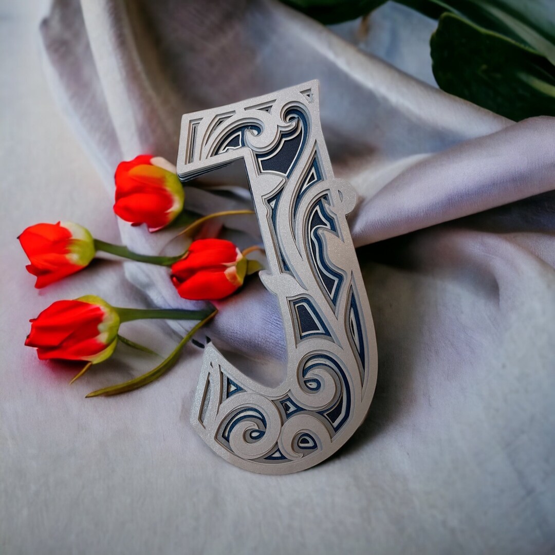 J Monogram Layered Letter SVG J Instant Download Alphabet JPEG AI ...