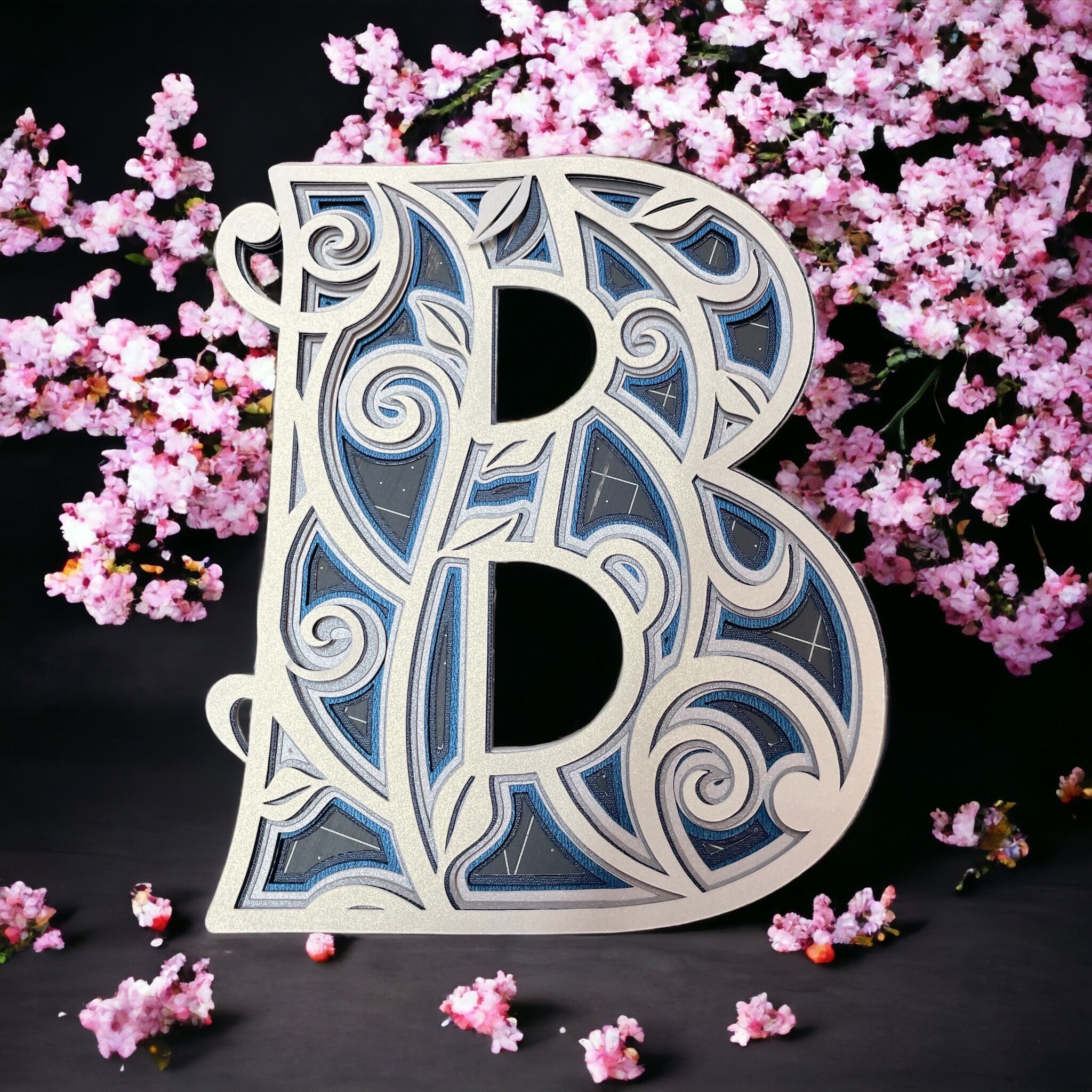 B Monogram SVG Letter B Layered for Cricut Instant Download Silhouette ...
