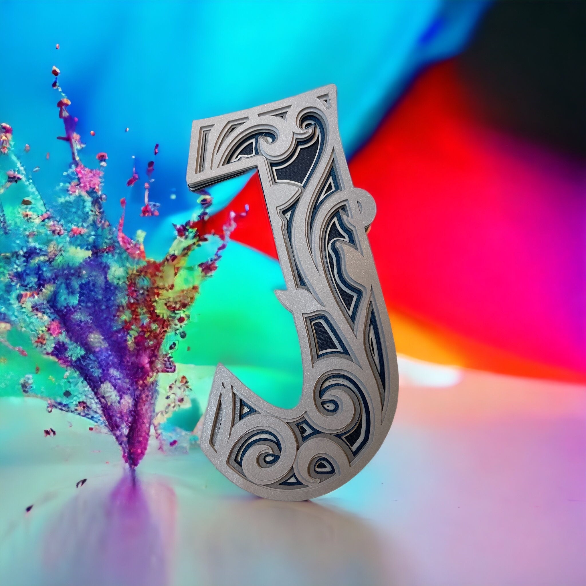 J Monogram Layered Letter SVG J Instant Download Alphabet JPEG - Etsy