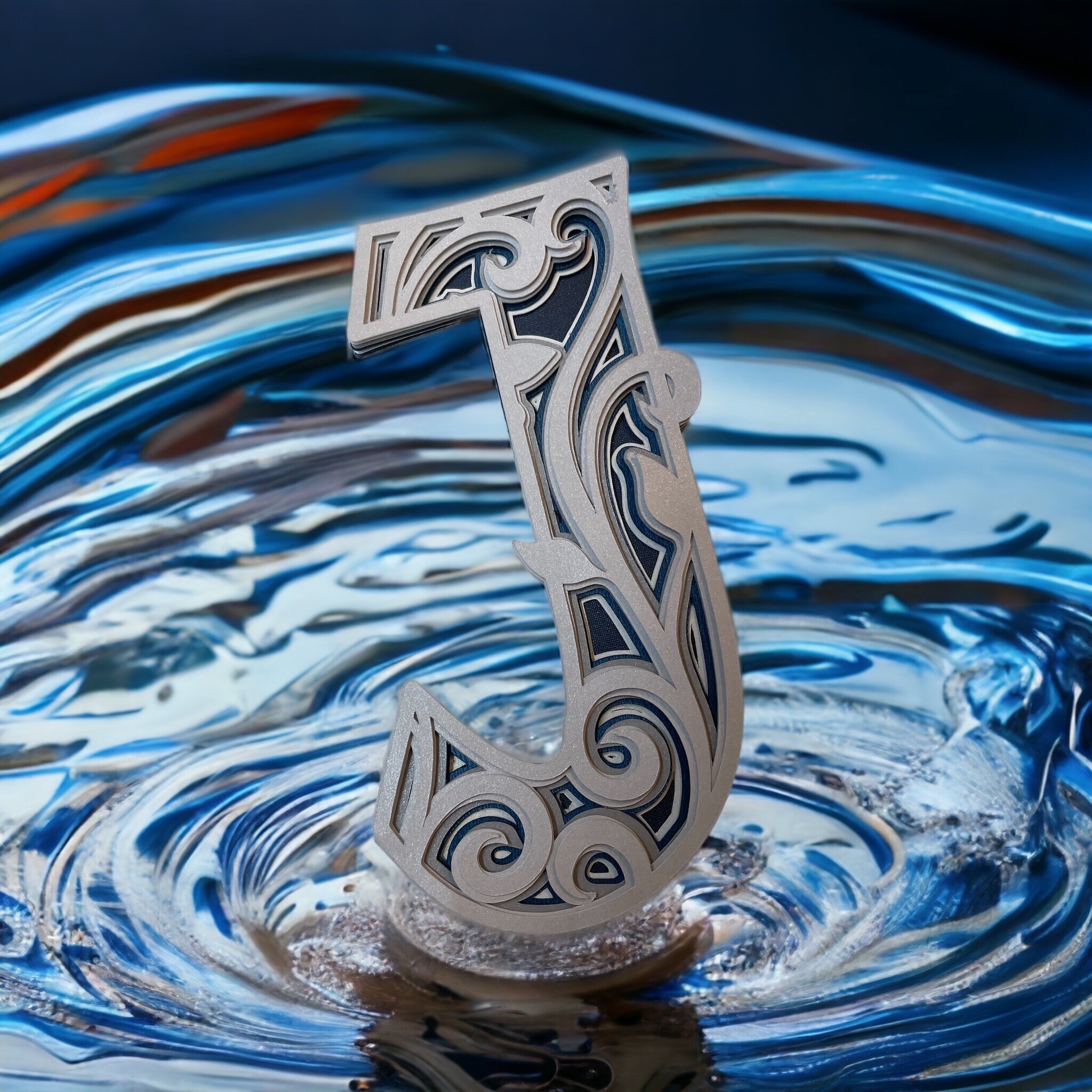 J Monogram Layered Letter SVG J Instant Download Alphabet JPEG AI ...