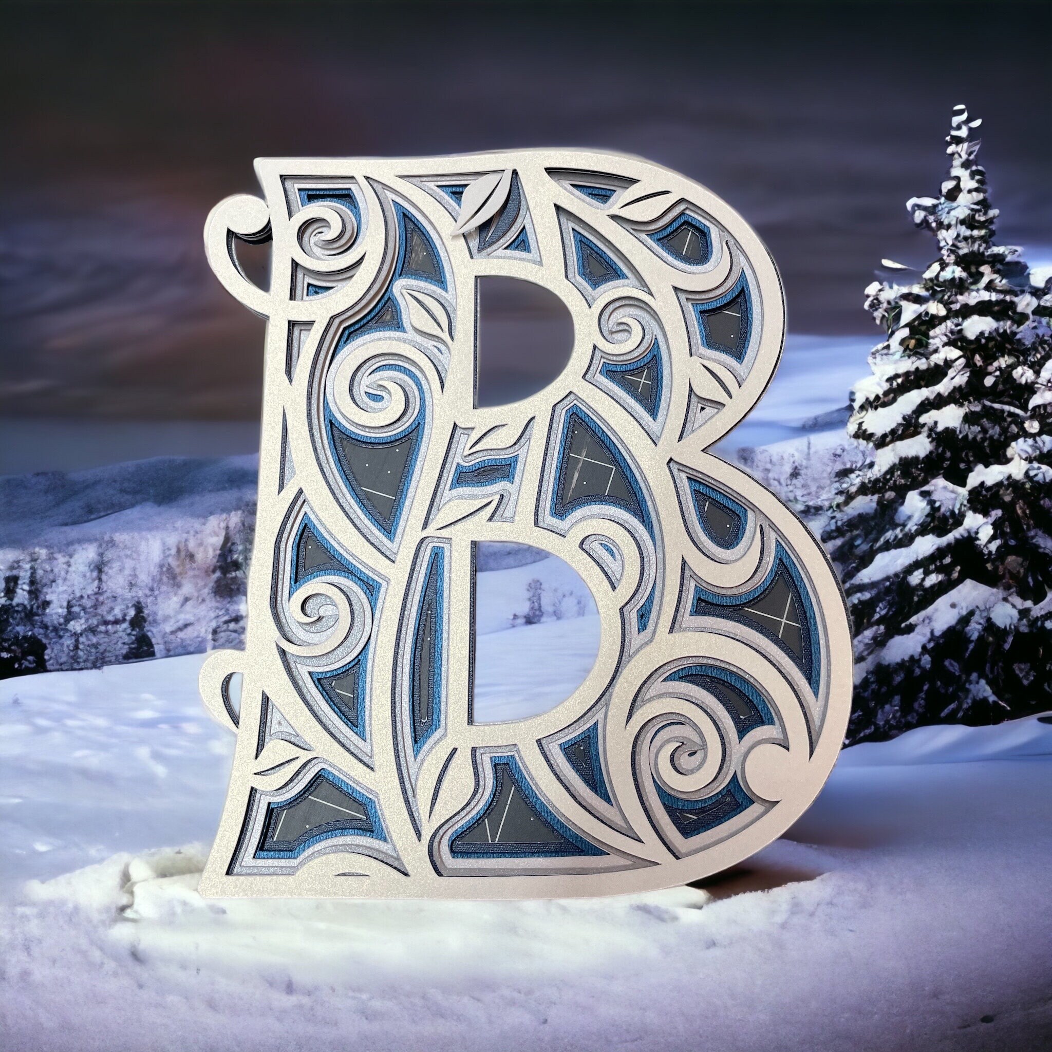 B Monogram SVG Letter B Layered for Cricut Instant Download Silhouette ...