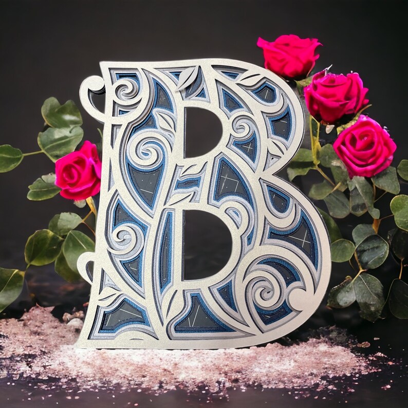 B Monogram SVG Letter B Layered for Cricut Instant Download Silhouette ...