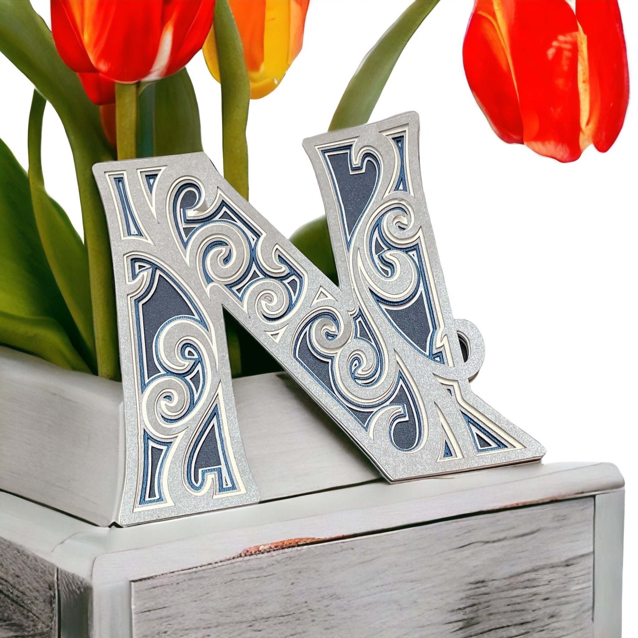 N Monogram SVG Layered File N Instant Download N Layered - Etsy