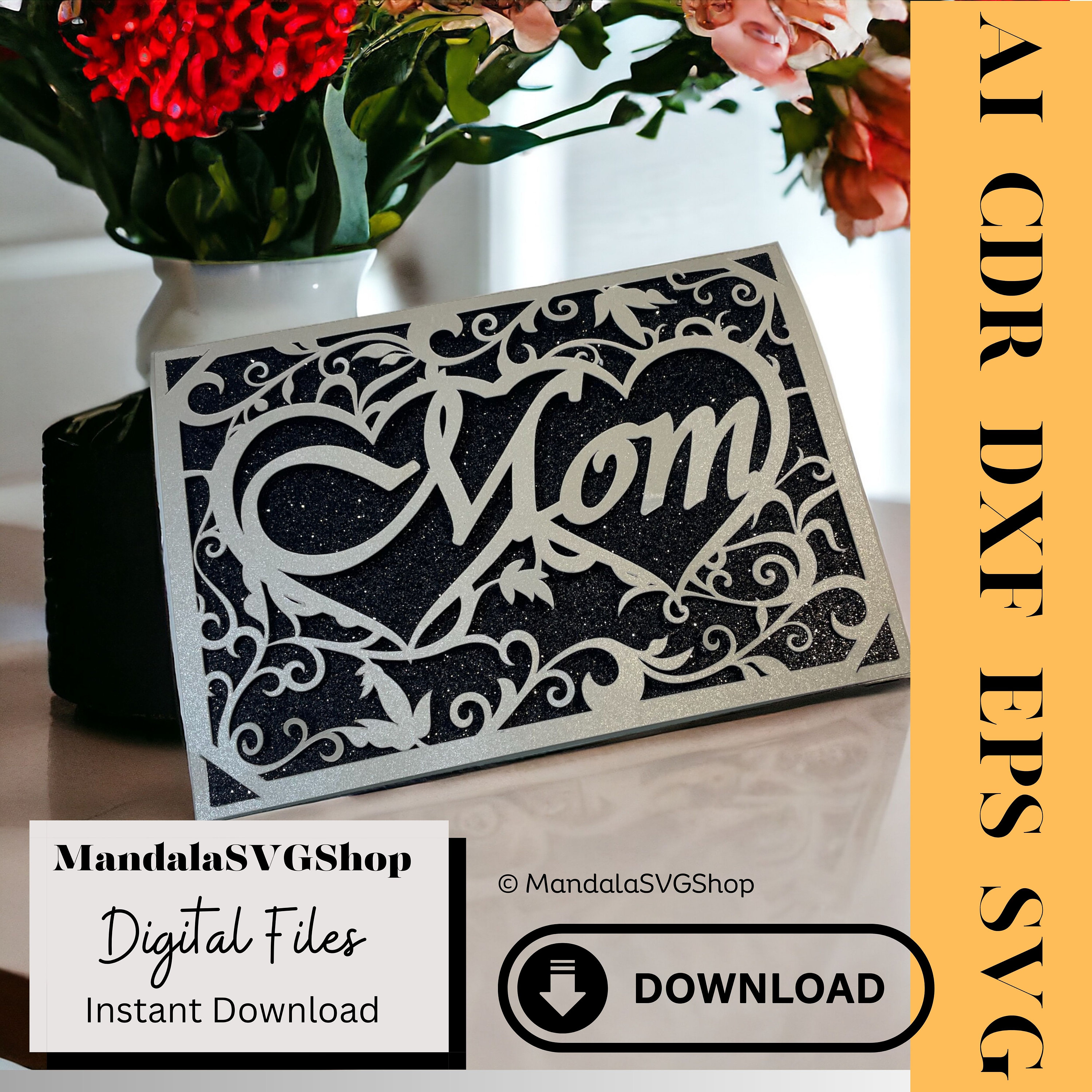 Mothers Day SVG Card Design Instant Download DIY Card for Mom Gift ...