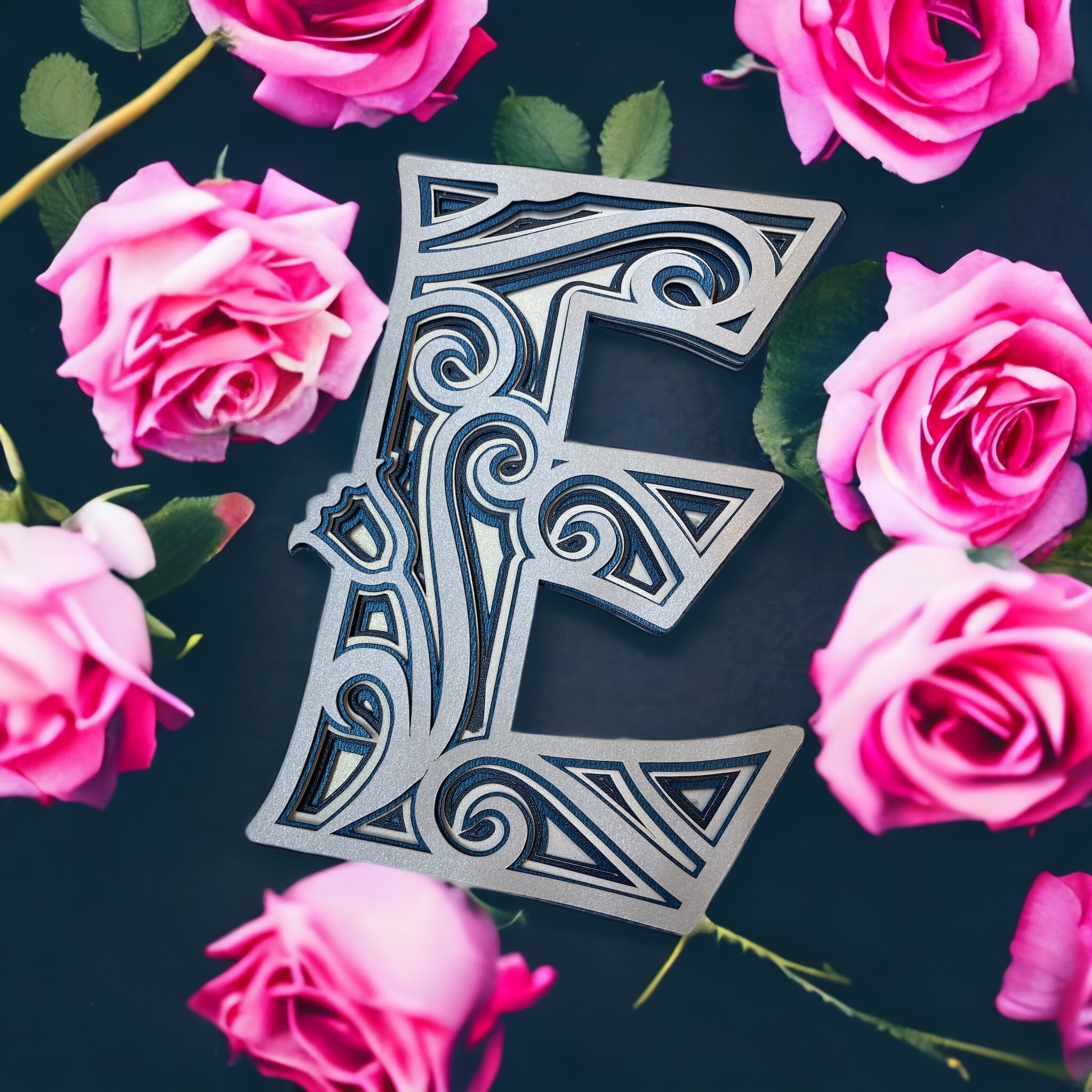 E Monogram Letter SVG Layered Monogram Alphabet Letter for Cricut or ...