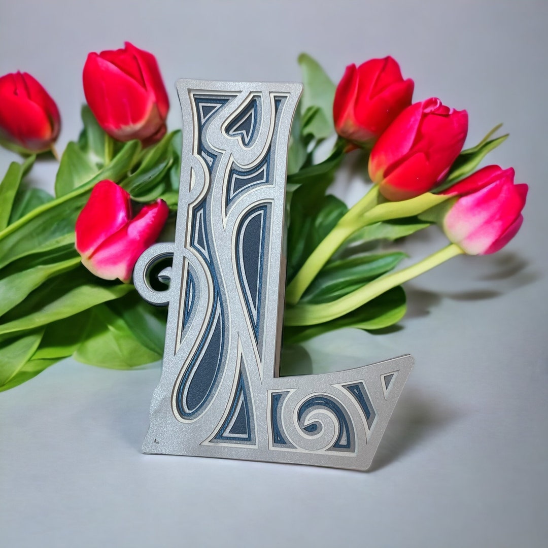 L Monogram Layered SVG File for Personalized Crafting L Alphabet SVG ...