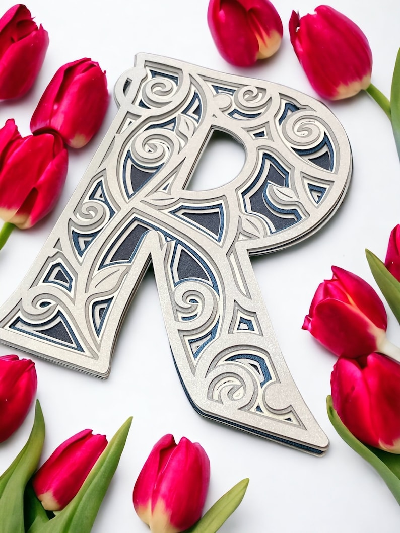 R Monogram SVG Layered Letter Instant Download R for Cricut SVG R File ...