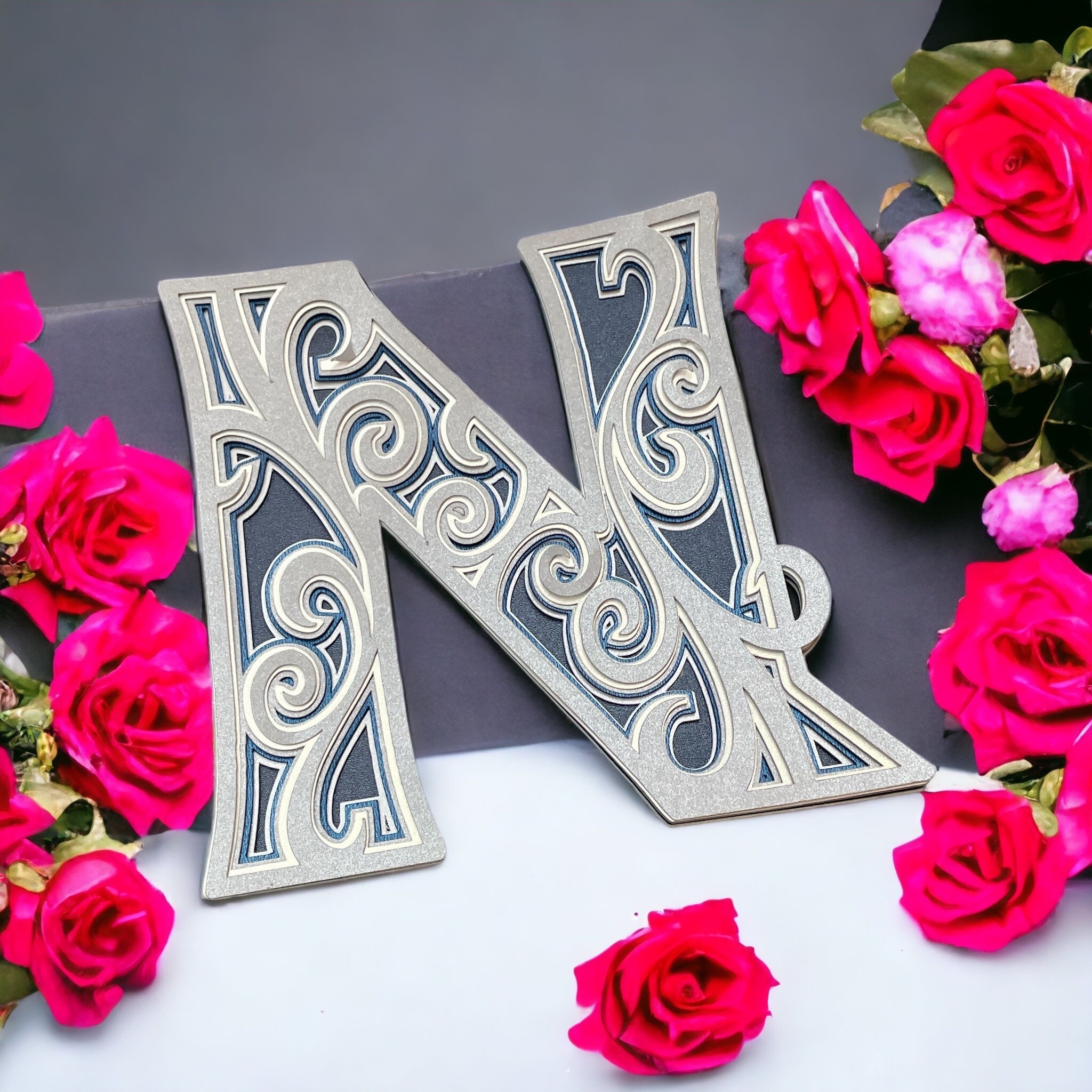 N Monogram SVG Layered File N Instant Download N Layered Monogram for ...