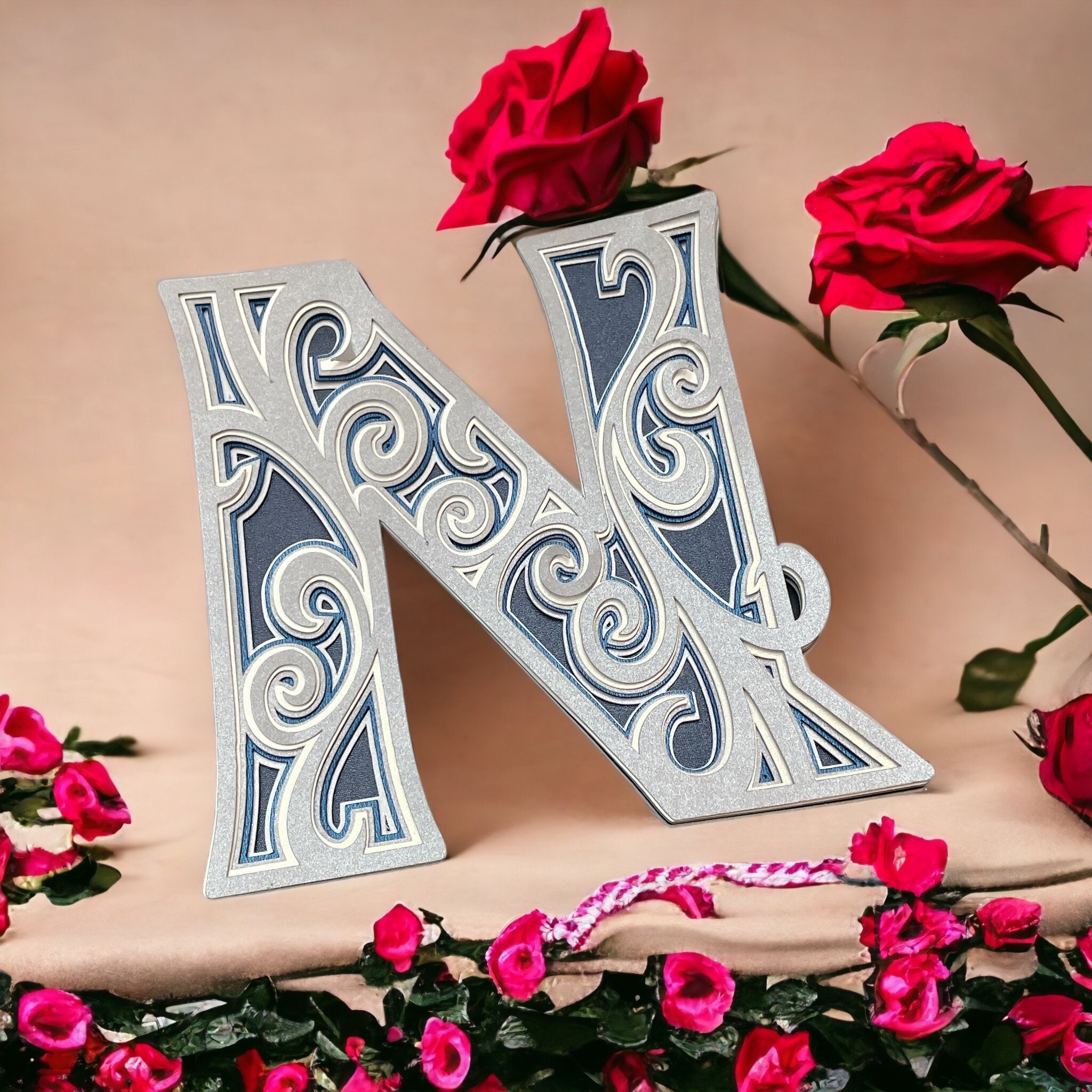 N Monogram SVG Layered File N Instant Download N Layered Monogram for ...