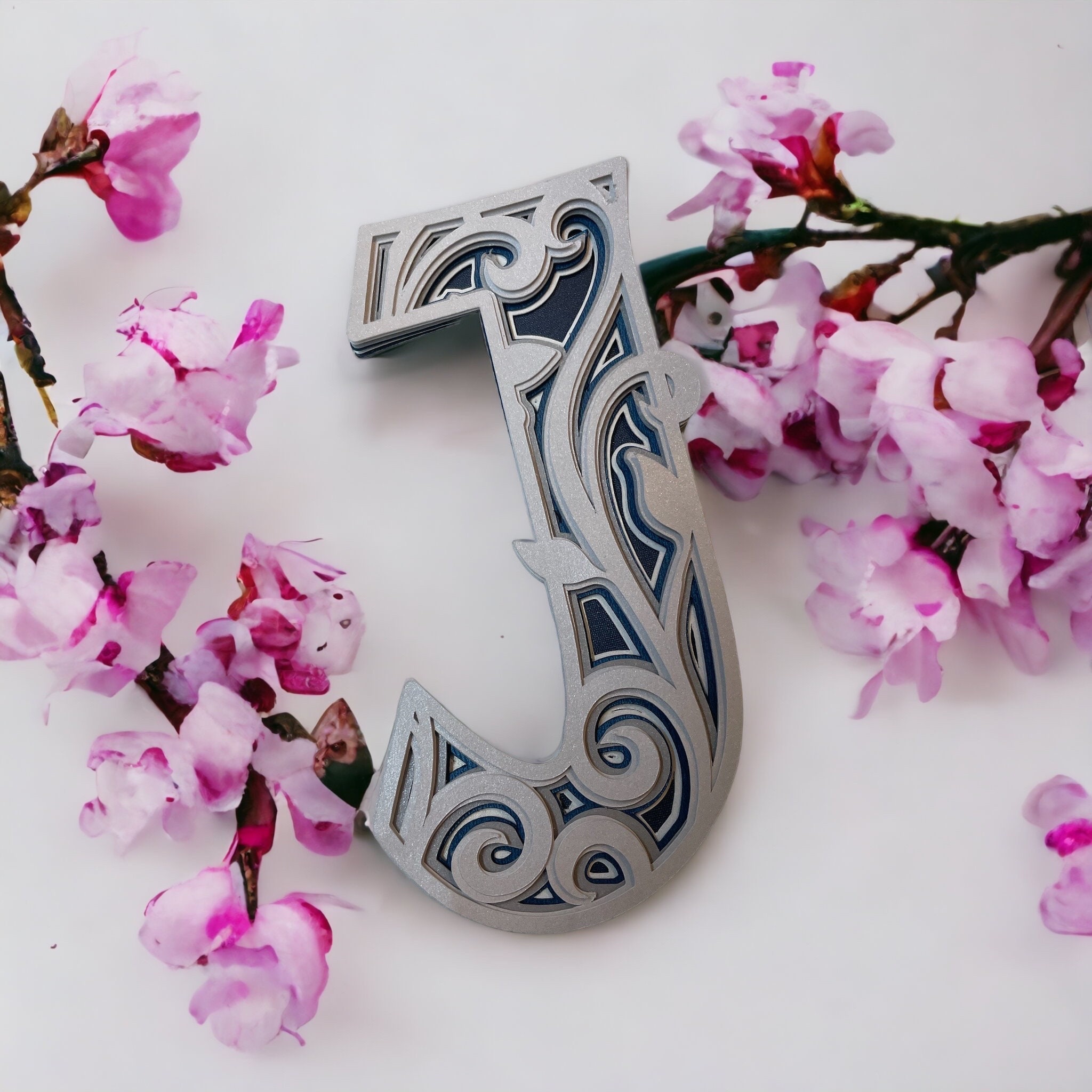 J Monogram Layered Letter SVG J Instant Download Alphabet JPEG AI ...