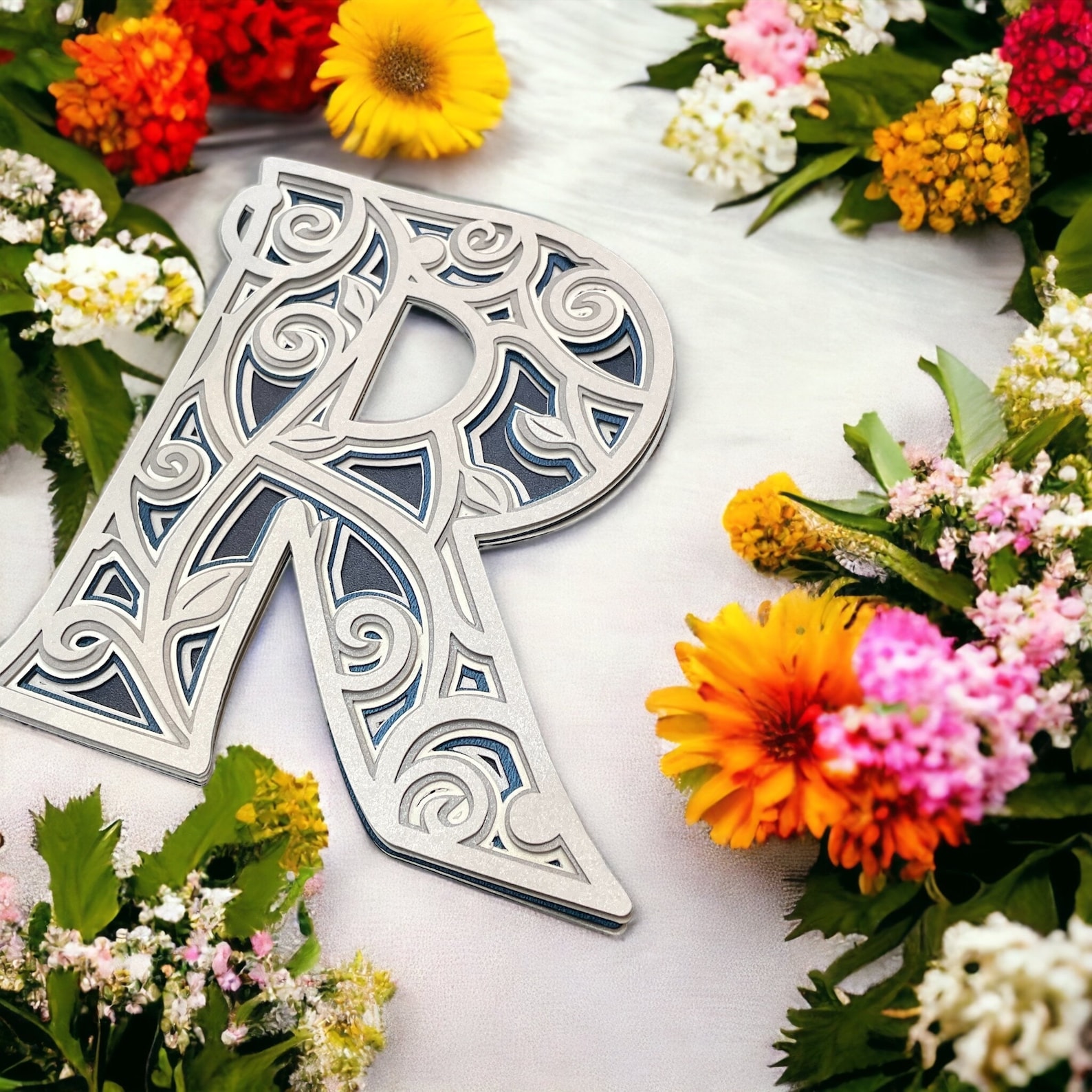 R Monogram SVG Layered Letter Instant Download R for Cricut SVG R File ...