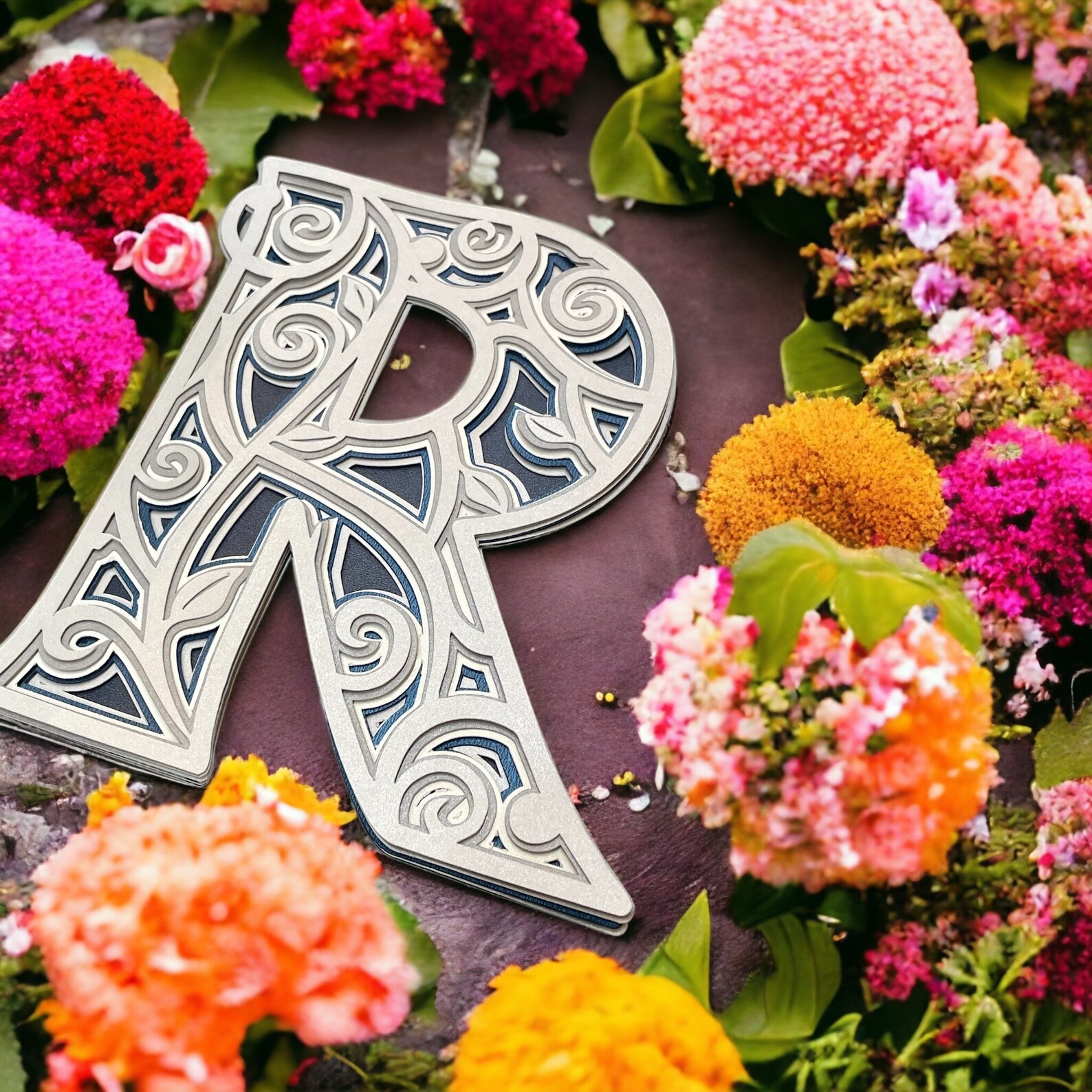 R Monogram SVG Layered Letter Instant Download R for Cricut SVG R File ...