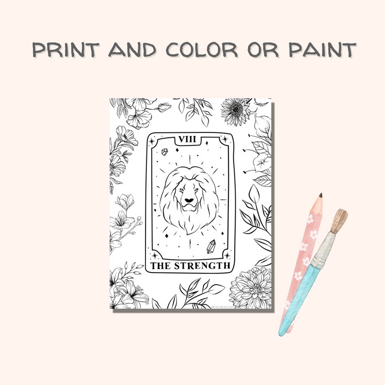 The Strength Tarot Coloring Page Witch Coloring Page Printable Coloring ...