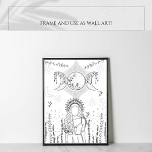 Triple Moon Goddess Coloring Page - Witchy Coloring Page - Magical ...