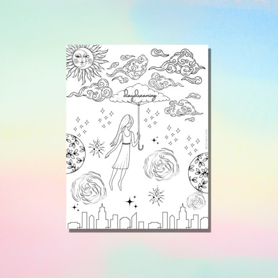 Daydreaming Coloring Page Kids Coloring Page Printable - Etsy