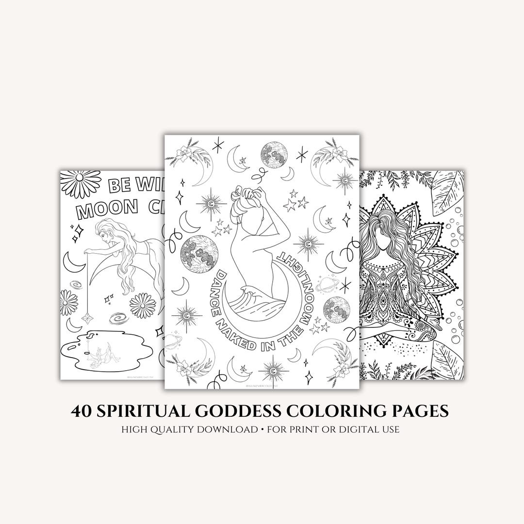 40 Spiritual Goddess Adult Coloring Pages Witchy Coloring Page Magical ...
