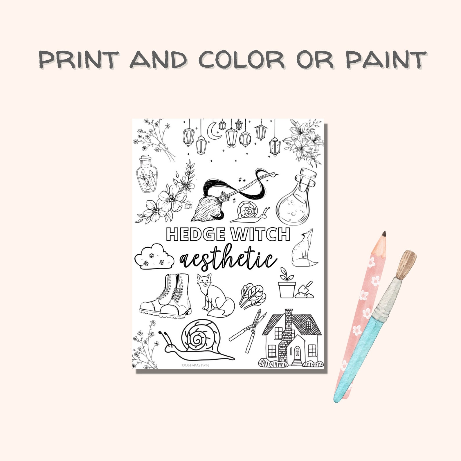 10 Witchy Aesthetic Coloring Pages Witchy Coloring Page - Etsy