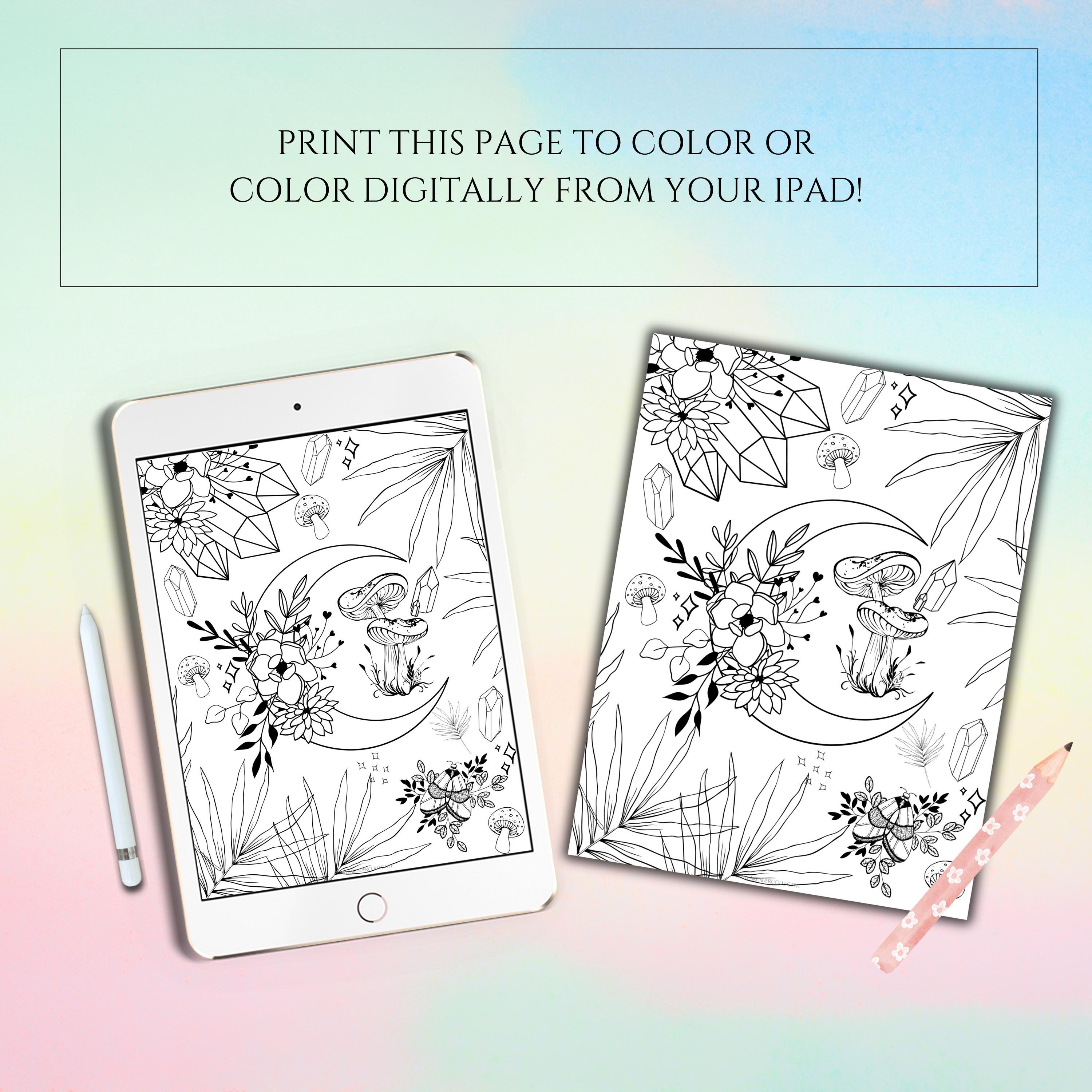 Magic Moon Energy Coloring Page - Witchy Coloring Page - Magical ...