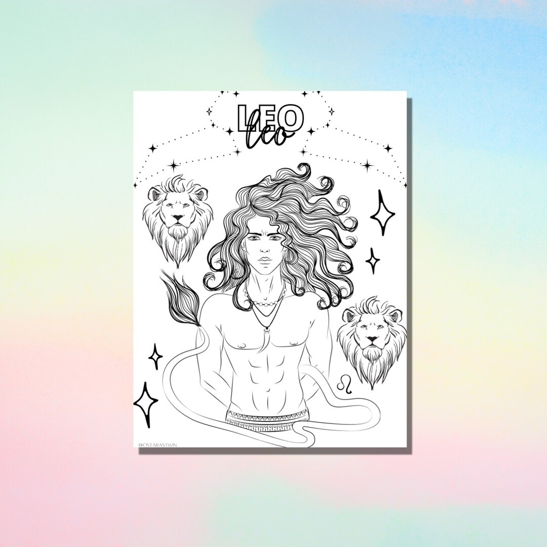 Leo Man Coloring Page Printable Coloring Pages Spiritual - Etsy New Zealand