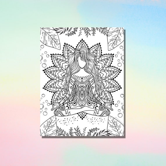 Zen Mandala Moment Coloring Page Witchy Coloring Page - Etsy