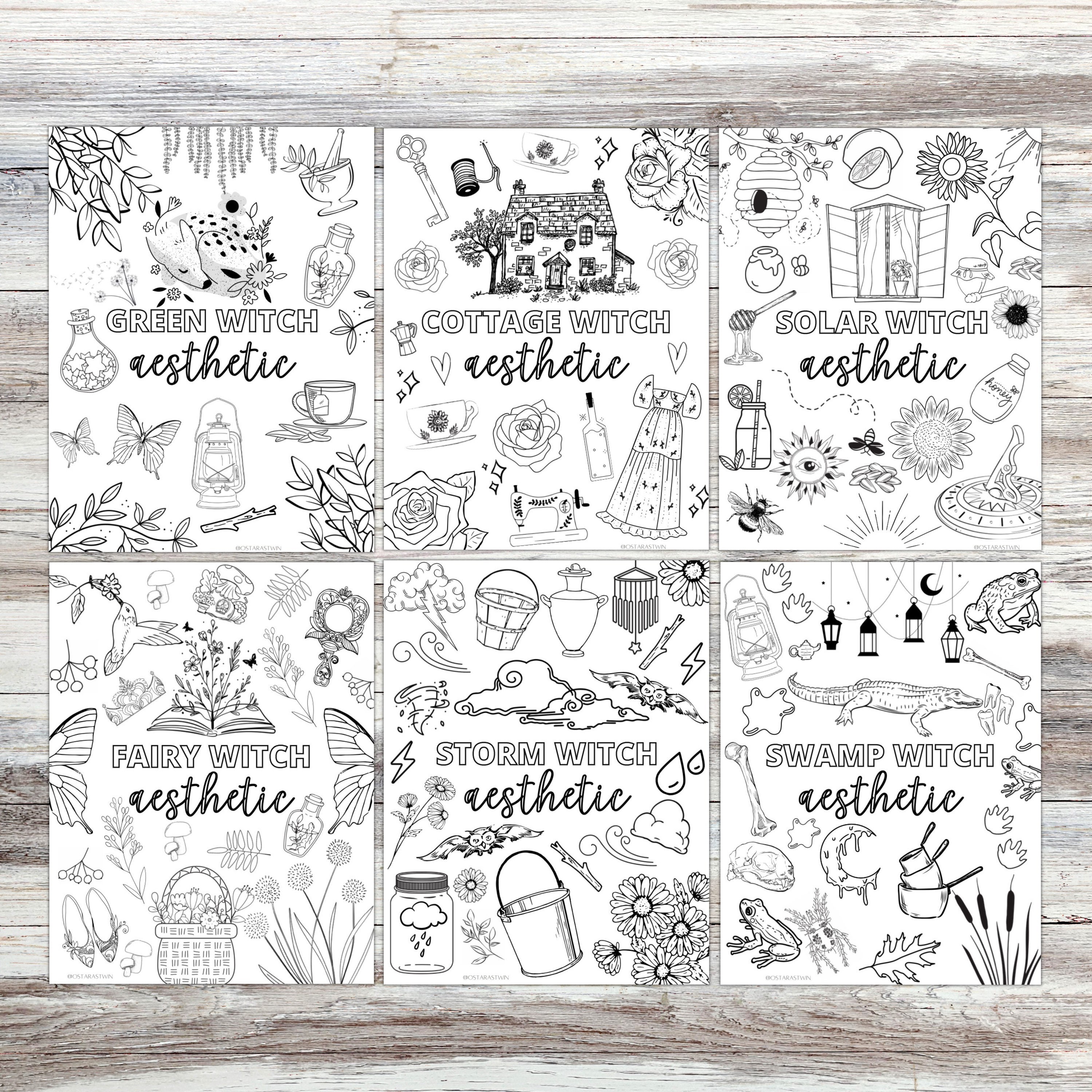 10 Witchy Aesthetic Coloring Pages Witchy Coloring Page - Etsy