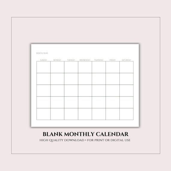 Calendario Mensual En Blanco Para Imprimir En Formato Pdf