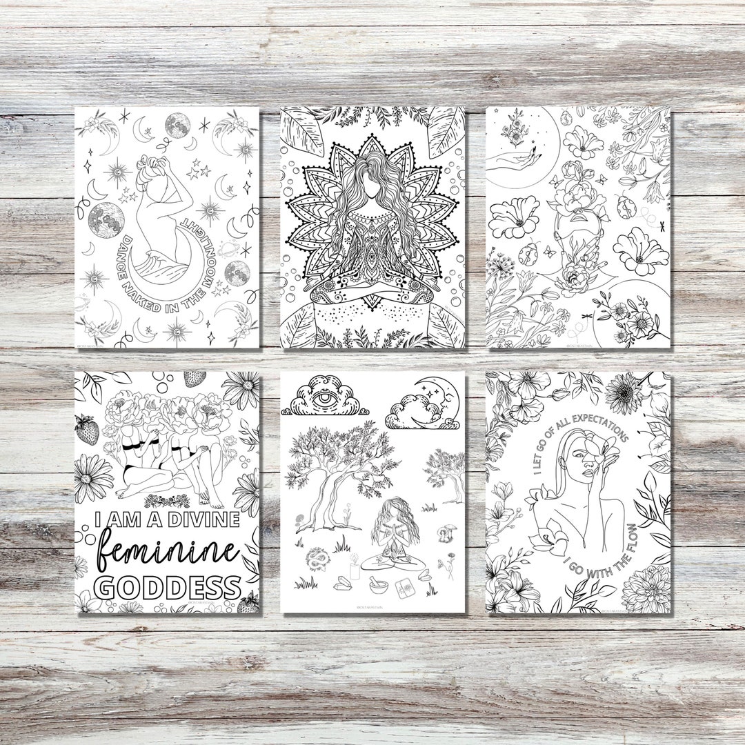 40 Spiritual Goddess Adult Coloring Pages Witchy Coloring Page Magical ...