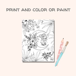 Magic Moon Energy Coloring Page Witchy Coloring Page Magical Coloring ...