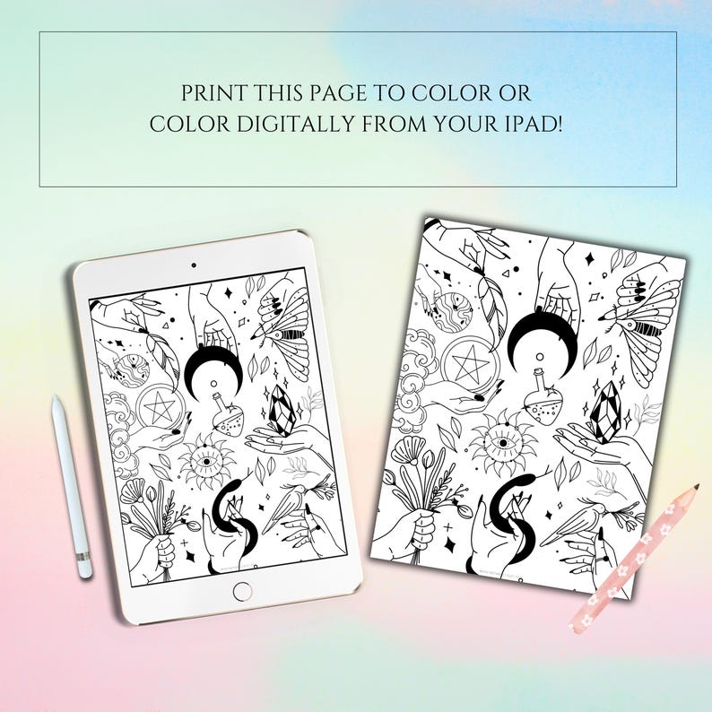 Enchanted Hands Coloring Page - Magic Coloring Page - Printable ...