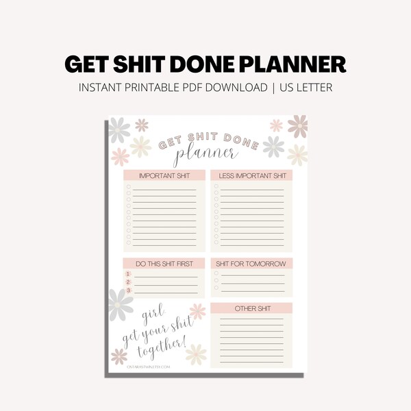 Get Shit Done Digital Planner - Etsy