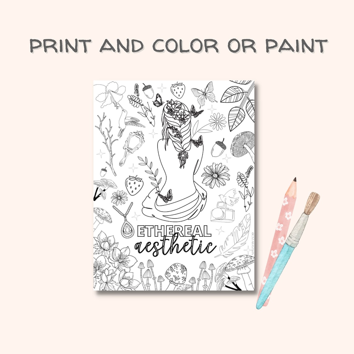 Ethereal Aesthetic Coloring Page Witchy Coloring Page - Etsy