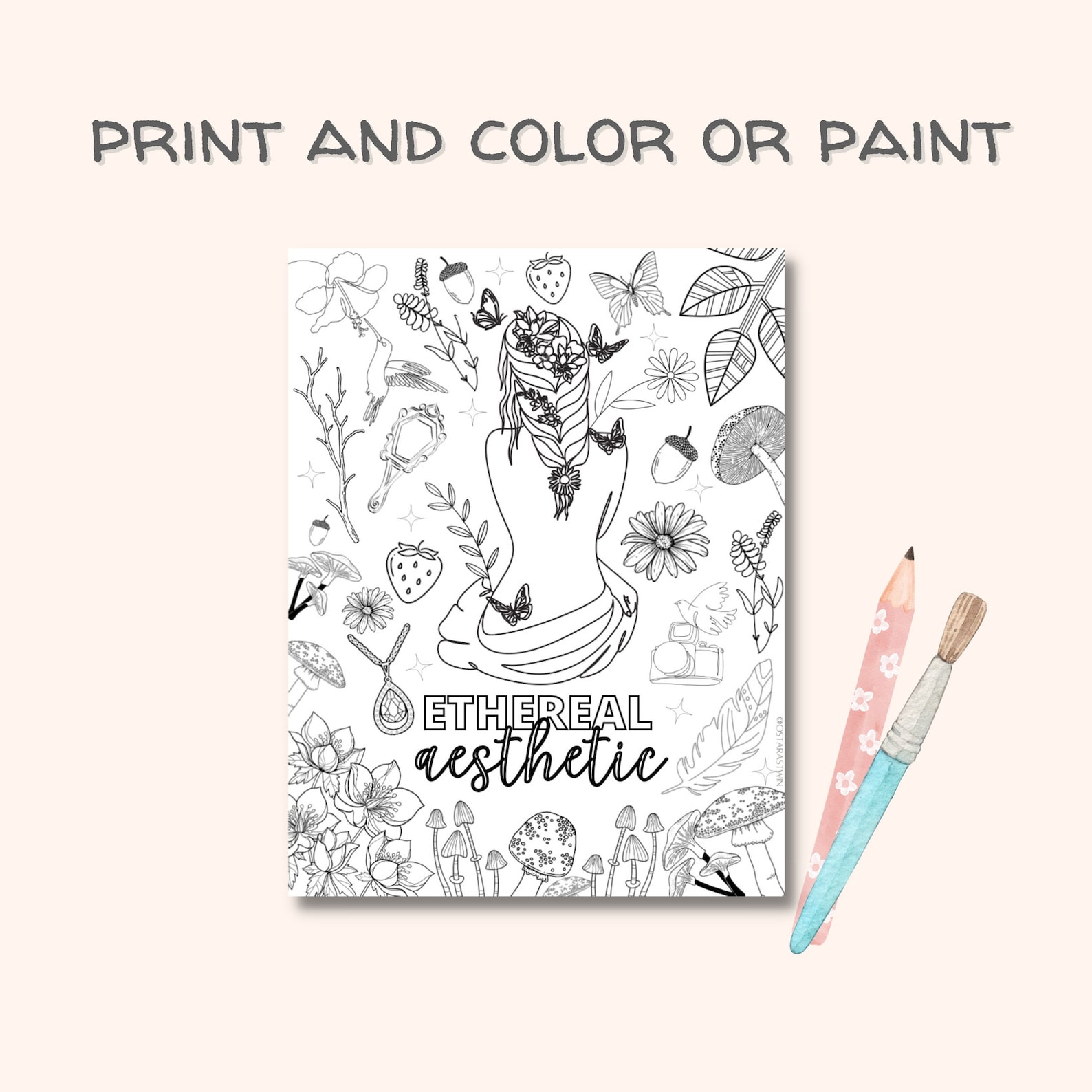 Ethereal Aesthetic Coloring Page Witchy Coloring Page - Etsy