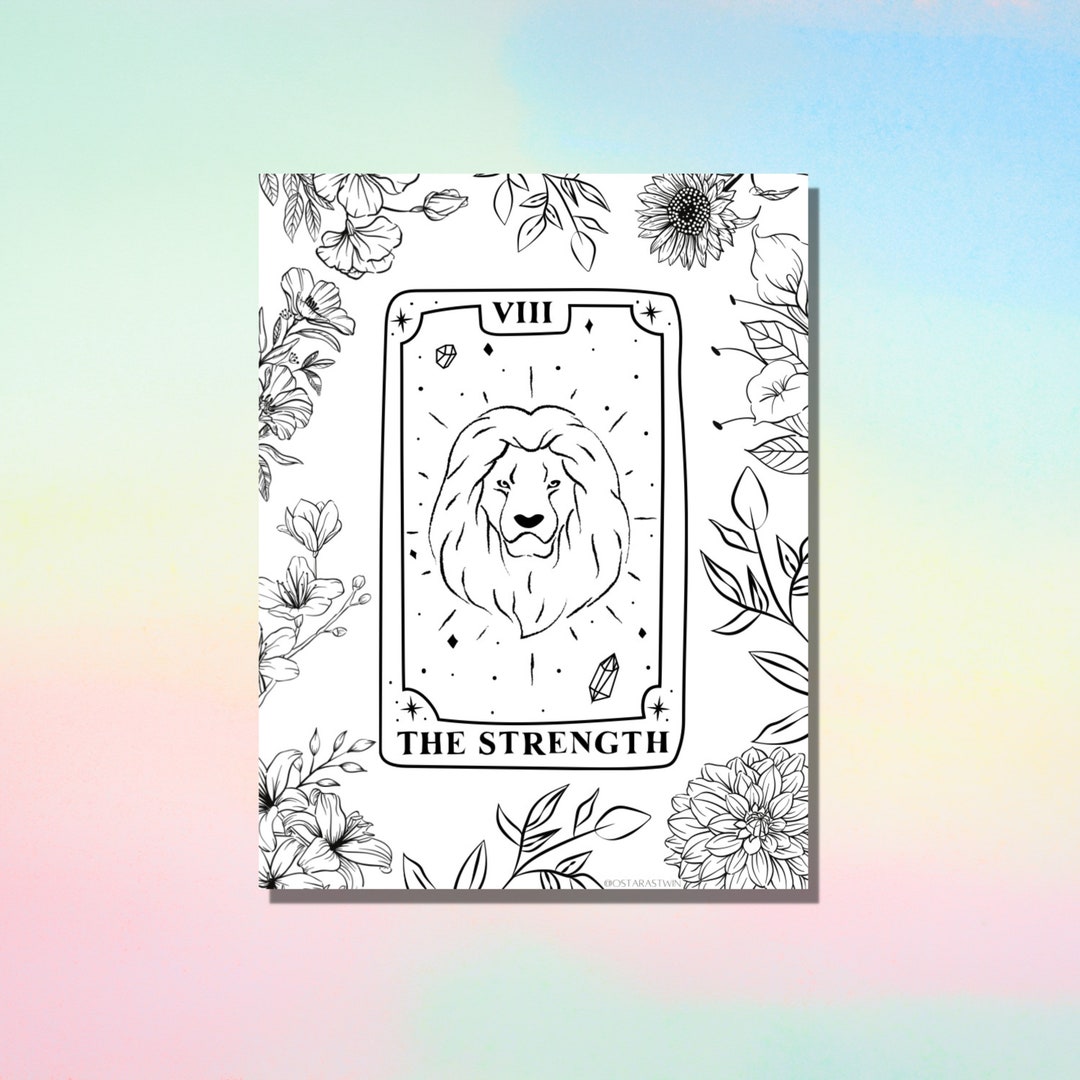 The Strength Tarot Coloring Page Witch Coloring Page Printable Coloring ...