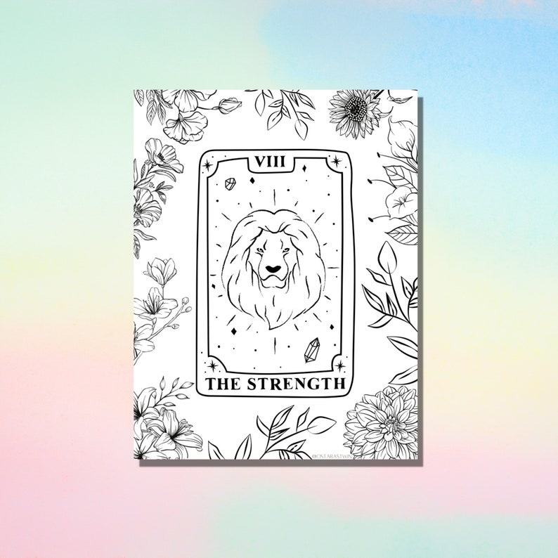 The Strength Tarot Coloring Page Witch Coloring Page Printable Coloring ...