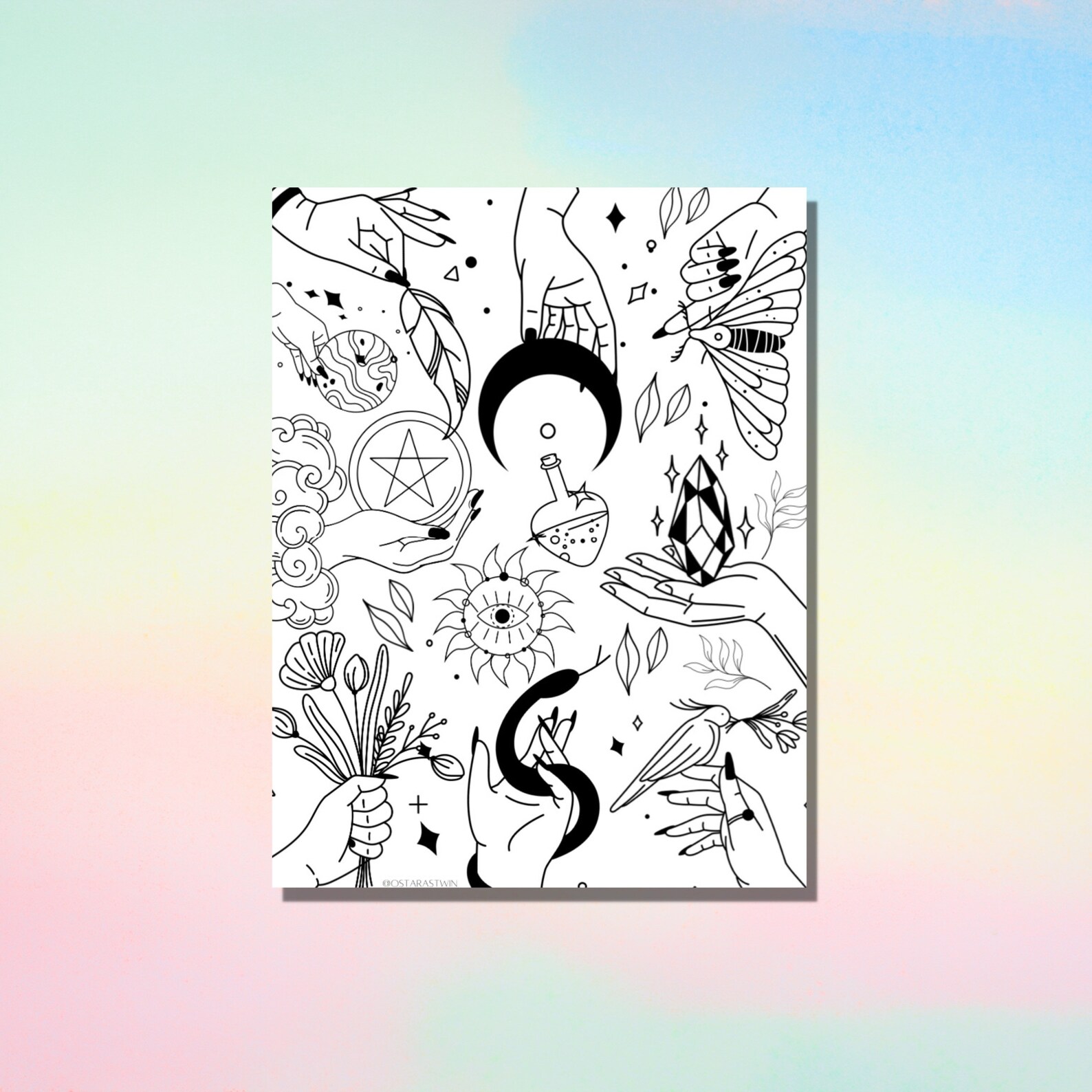 Enchanted Hands Coloring Page Magic Coloring Page - Etsy