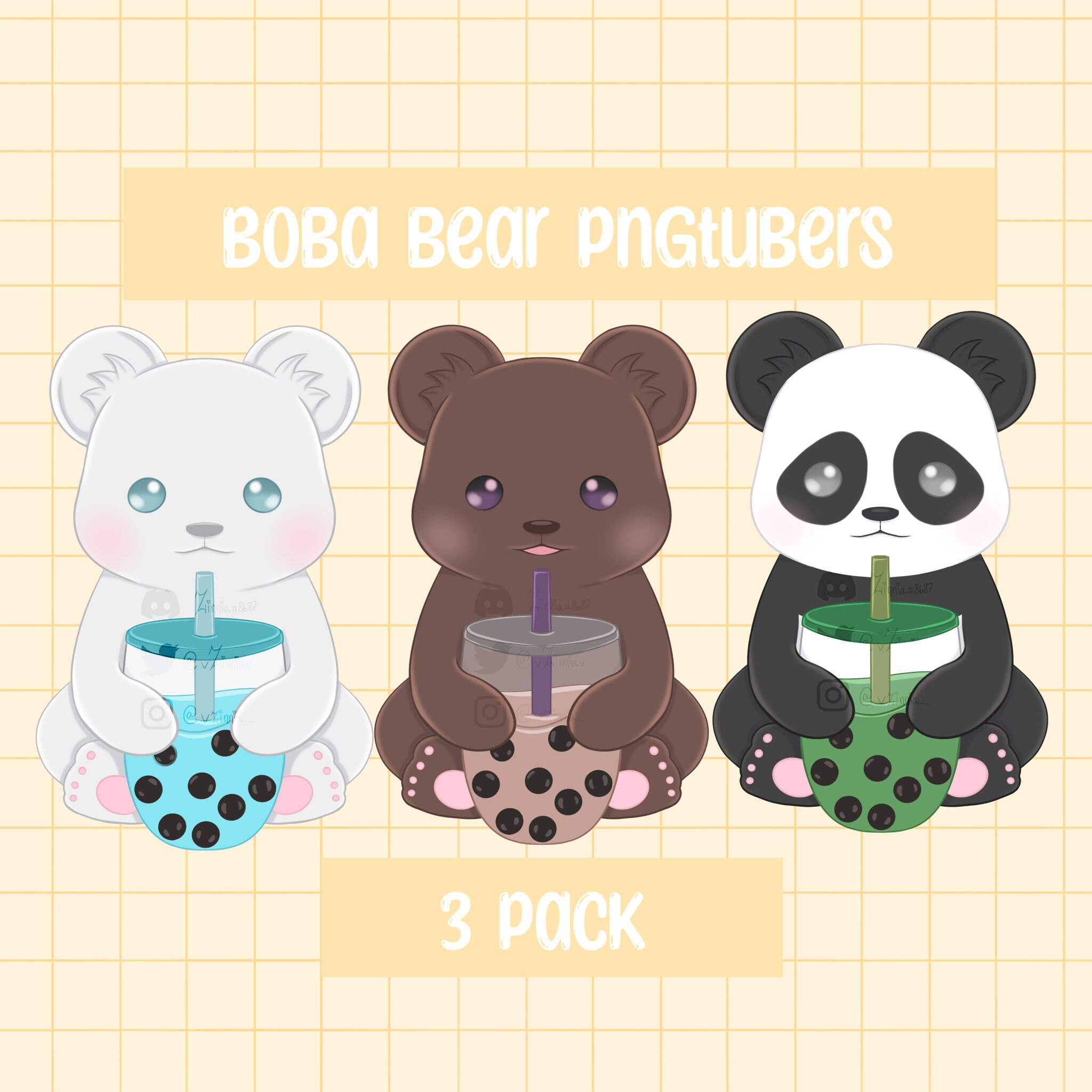 Boba Bear Pngtuber- 3 Pack - Etsy