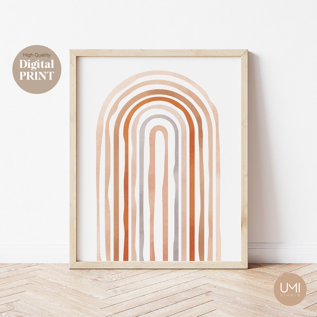 Boho Rainbow Nursery Print, Neutral Colors, Scandi Decor (digital ...