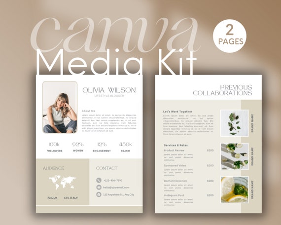 Media Kit Template Influencer Media Kit Media Press Kit - Etsy