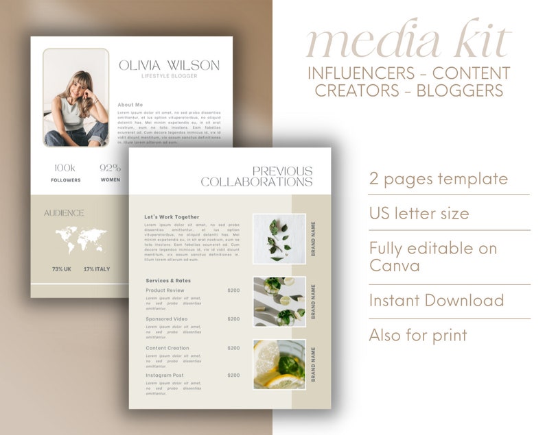 Media Kit Template Influencer Media Kit Media Press Kit Blogger Media ...
