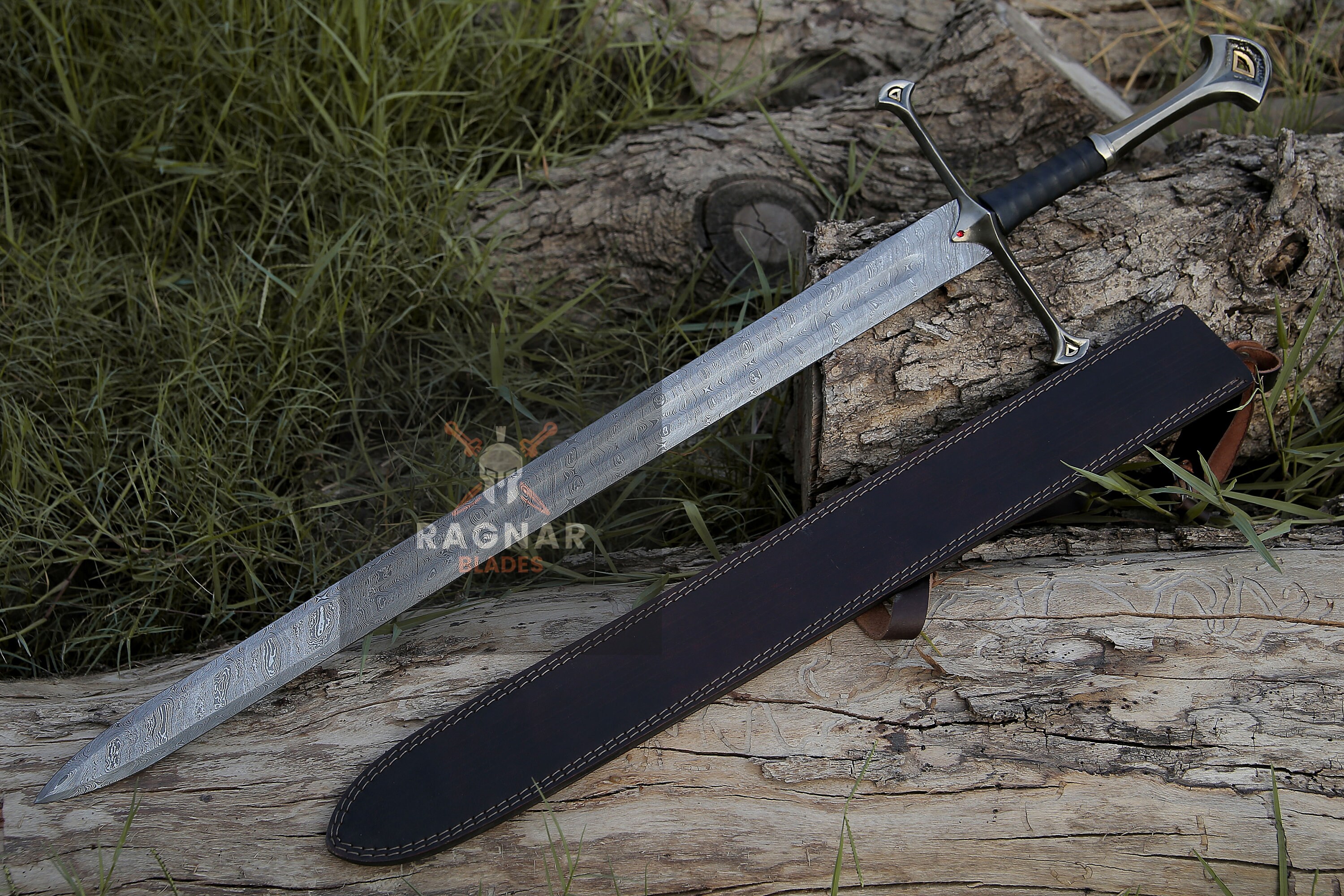 Handmade Damascus Steel Anduril Sword of Narsil the King Aragorn ...