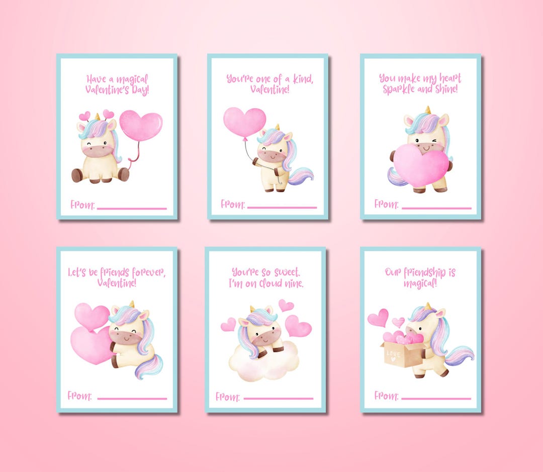 INSTANT DOWNLOAD Printable Unicorn Valentine’s Day Cards | Digital ...