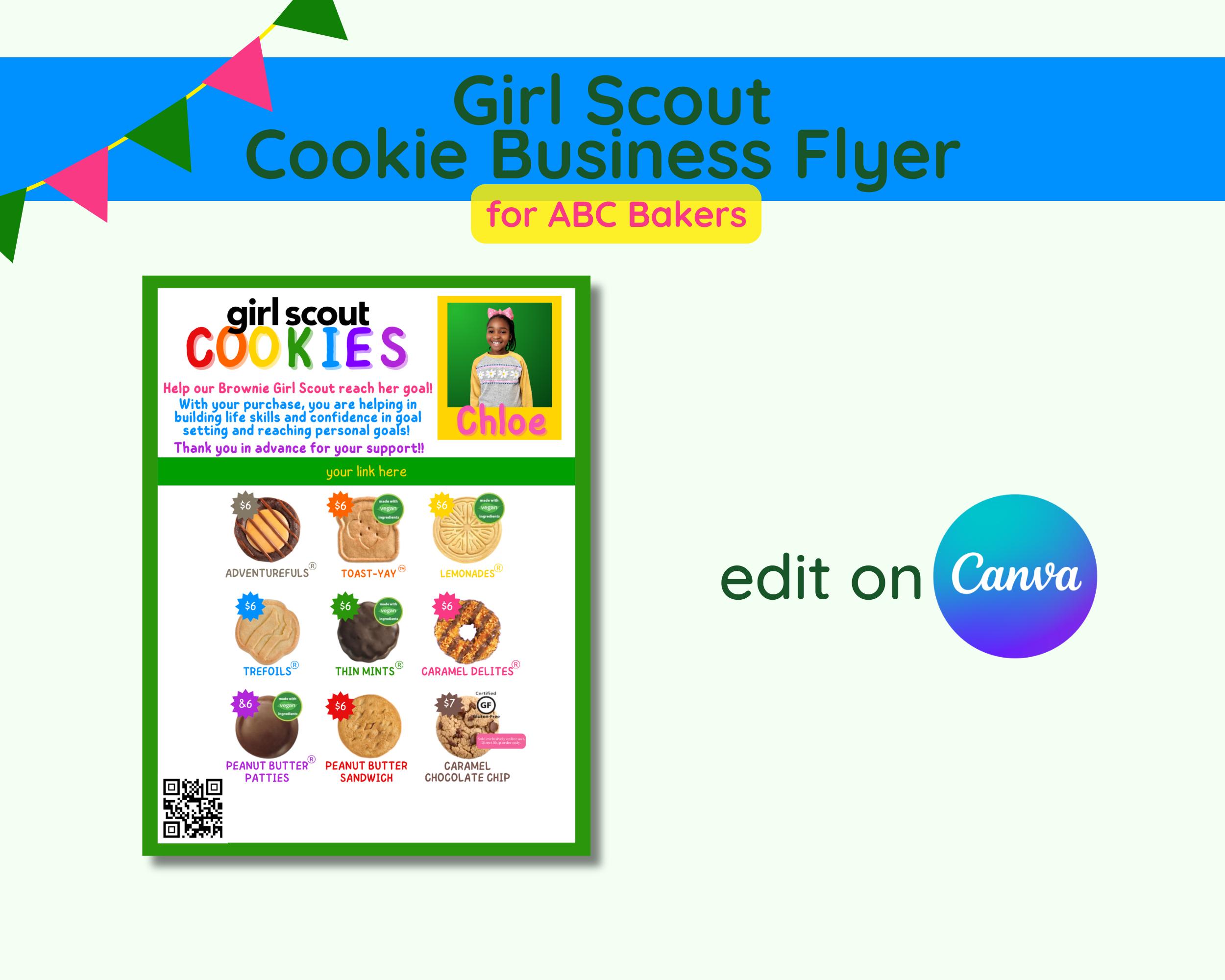 Editable INSTANT Download ABC Bakers Girl Scout Cookie Business Flyer ...
