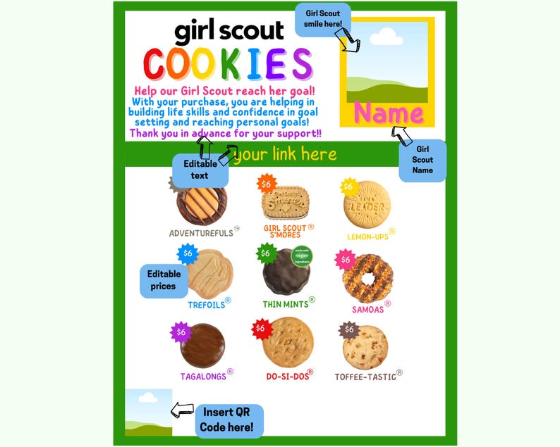 EDITABLE INSTANT Download Little Brownie Bakers Girl Scout Cookie ...