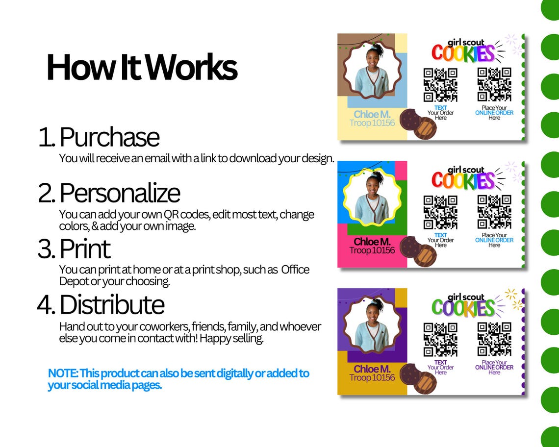 Editable Girl Scout Template Cookie Business Card QR Codes, 2025 Cookie ...